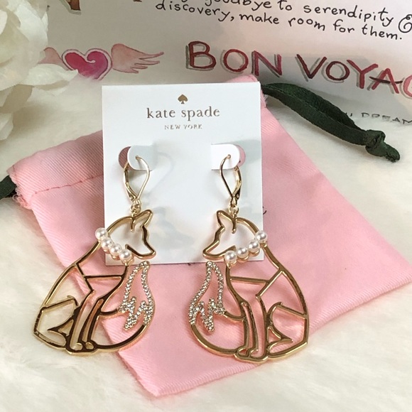 kate spade | Jewelry | Nwt Kate Spade So Foxy Fox Wire Drop Earrings ...